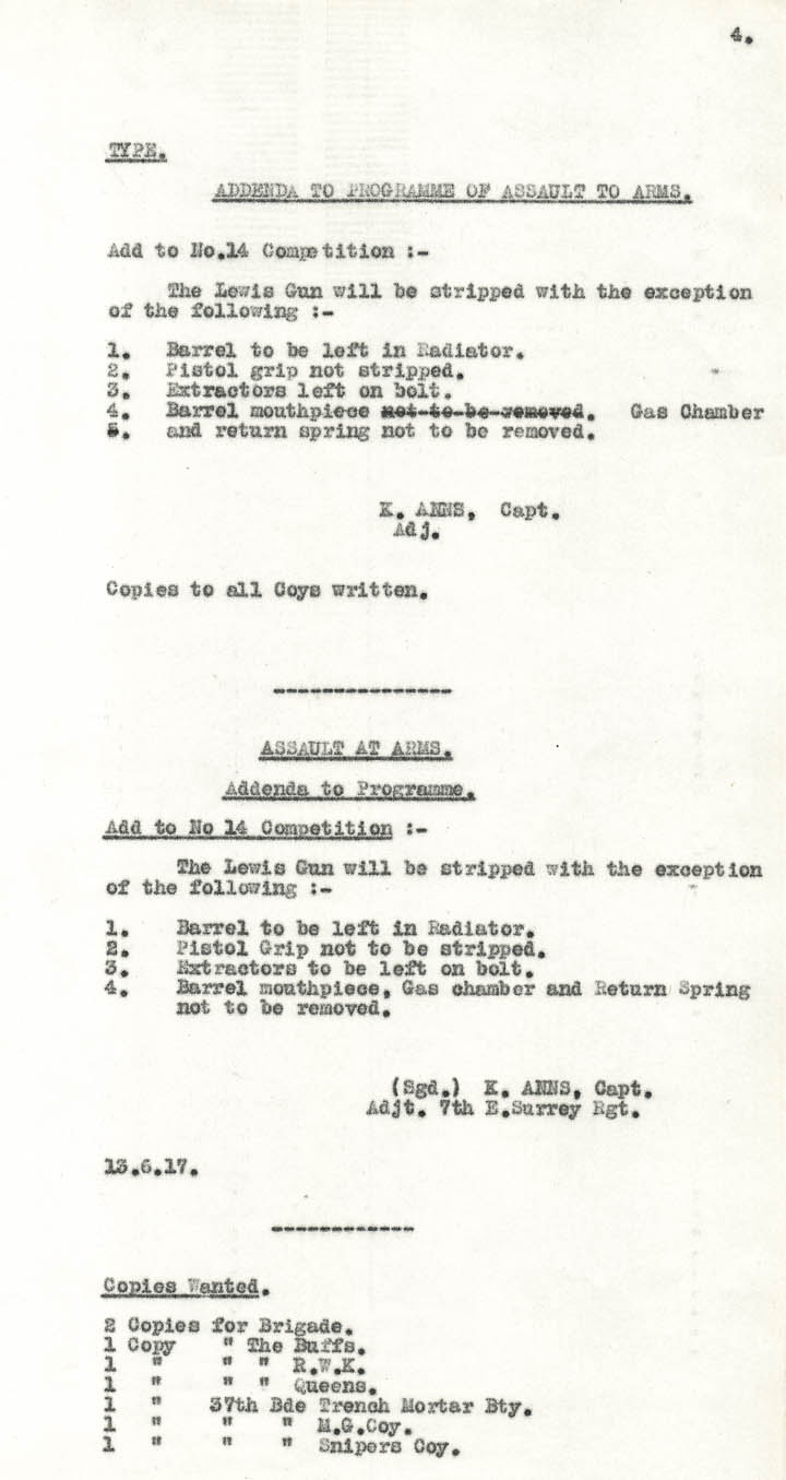 7th Battalion East Surrey Regiment June 1917